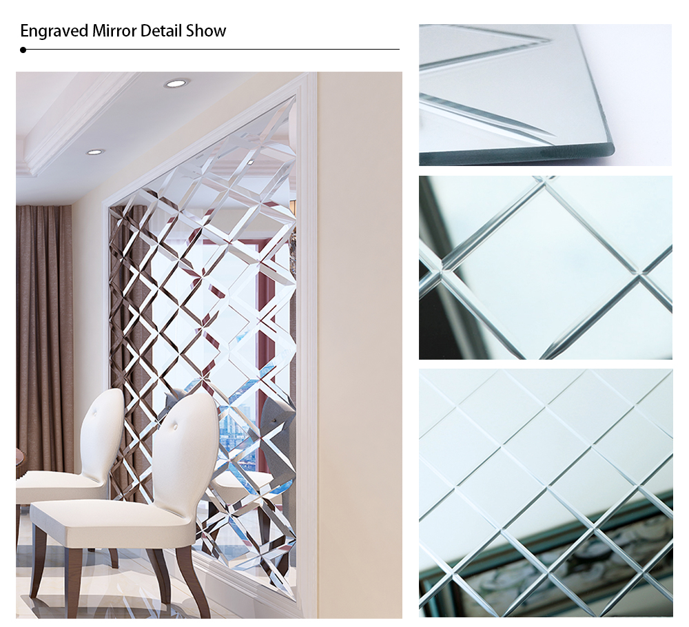 5mm silvery engraved mirror for home wall decorative
